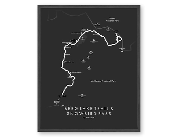 Berg Lake Trail Map Berg Lake Trail Poster Canada Hiking | Etsy