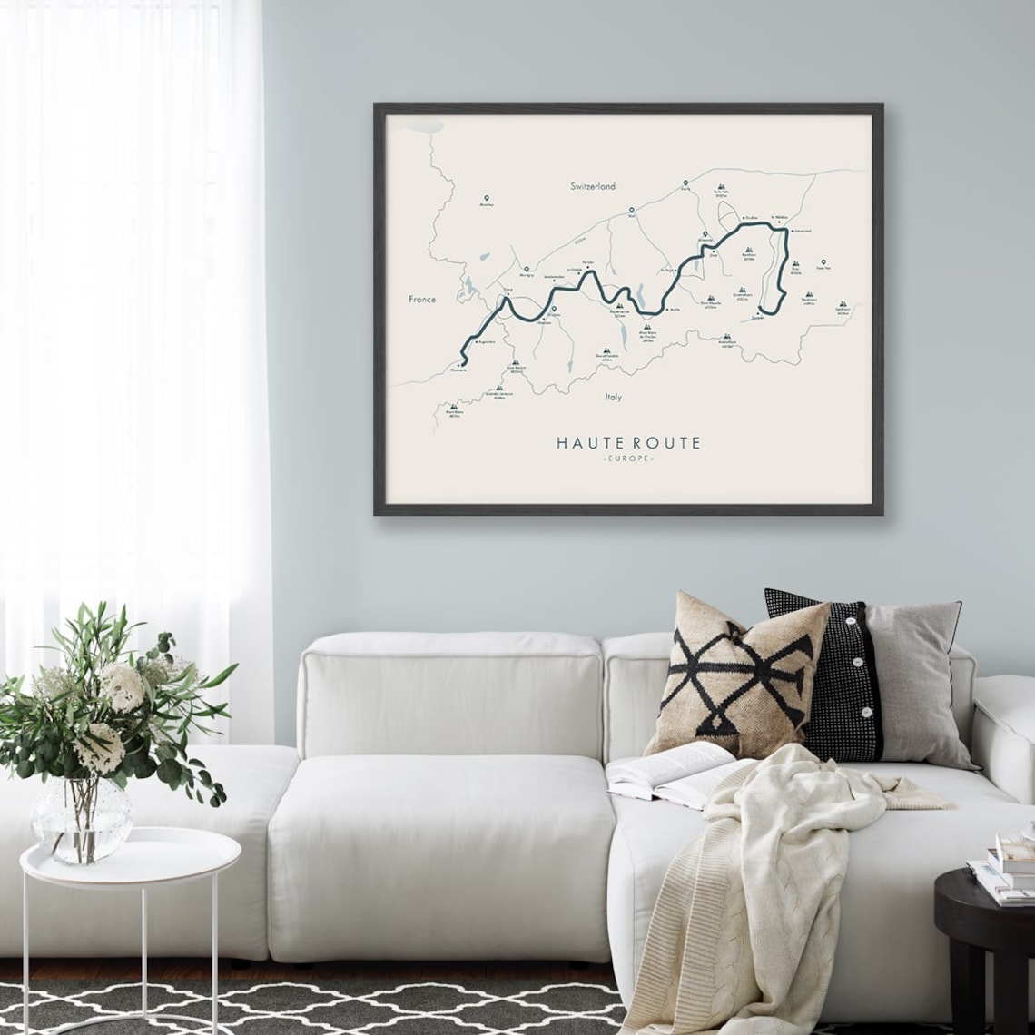 Haute Route Trail Map | High Route Hiking Poster | Mountaineers' Route ...