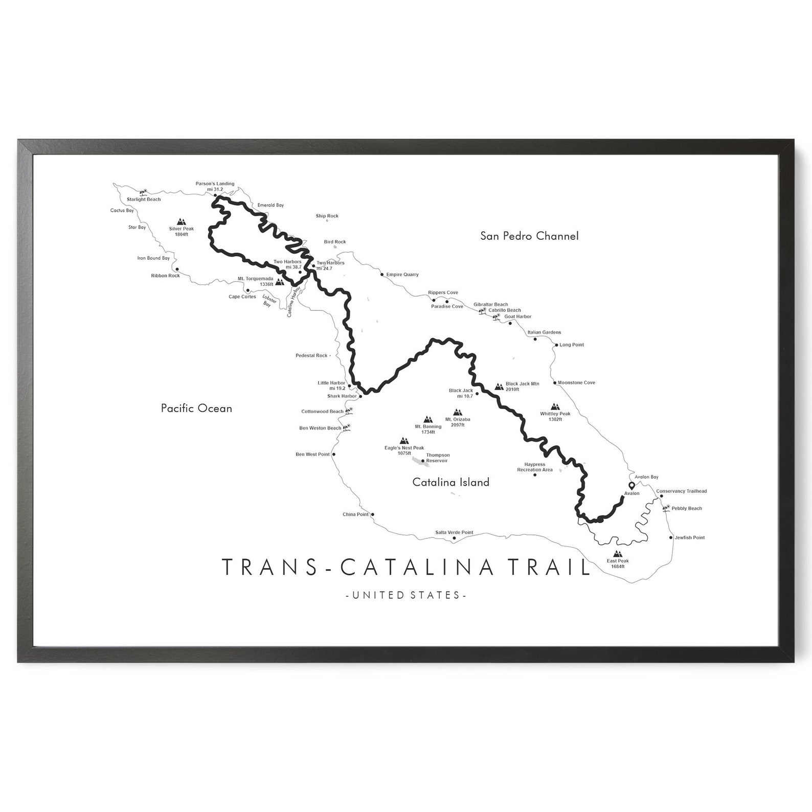 Trans-Catalina Trail Map Trans-Catalina Trail Poster USA | Etsy