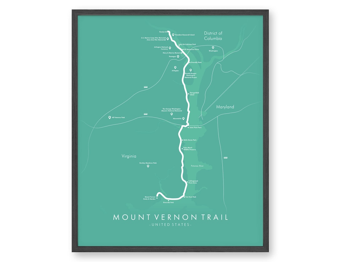 Mount Vernon Trail Map | Mount Vernon Trail Poster | George Washington ...
