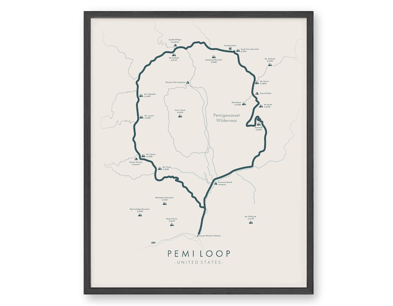 Pemi Loop Map | Pemi Loop Poster | White Mountain Hiking | USA Hiking ...