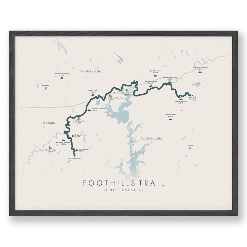 Foothills Trail Map | Foothills Trail Poster | Hiking USA | Trail Map ...