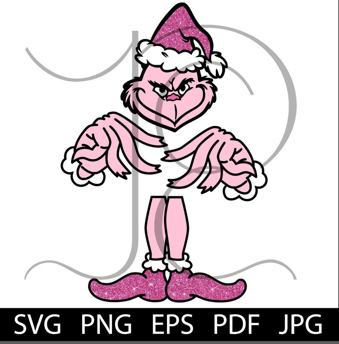 The Sparkly Pink Grinch Head Hands and Feet, Christmas Digital Download ...