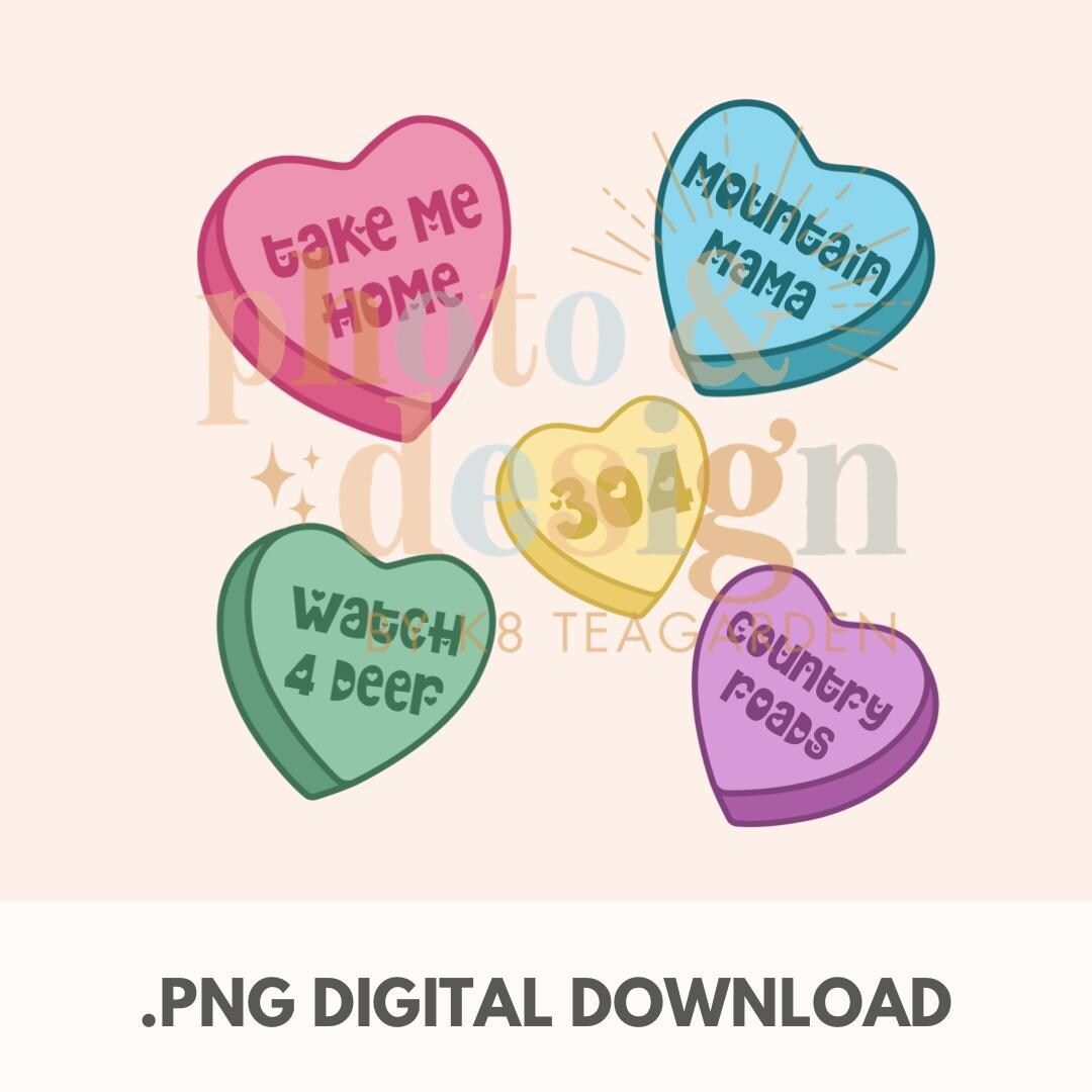 West Virginia Candy Hearts Collage Valentine PNG - Etsy