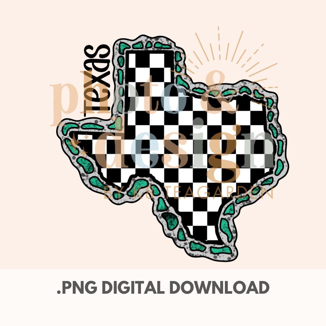 Turquoise Checkered Texas | Western | PNG - Etsy