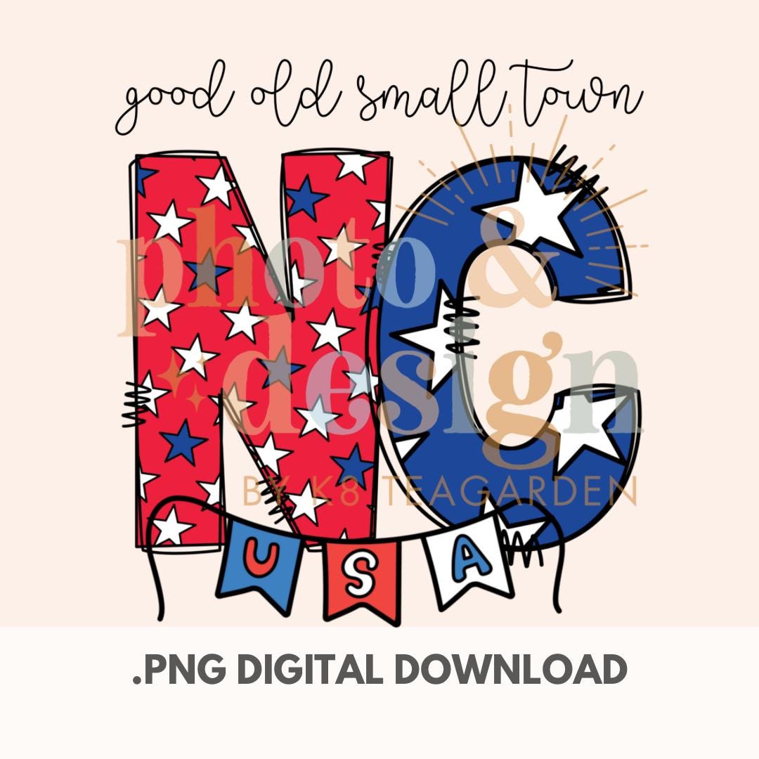 Small Town USA NC | Patriotic State Doodle PNG - Etsy