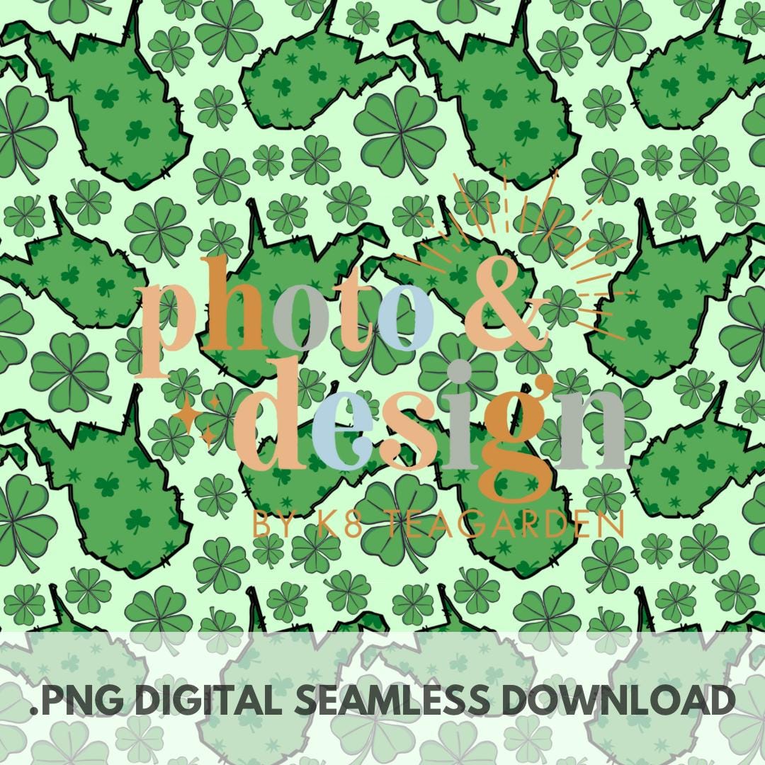 West Virginia Shamrocks Seamless Pattern PNG - Etsy