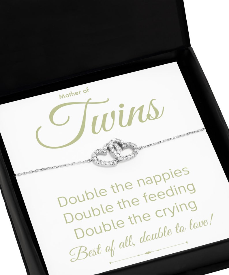 Twin Baby Gift, Mother of Twins, Pregnant With Twins, Interlocked Heart ...