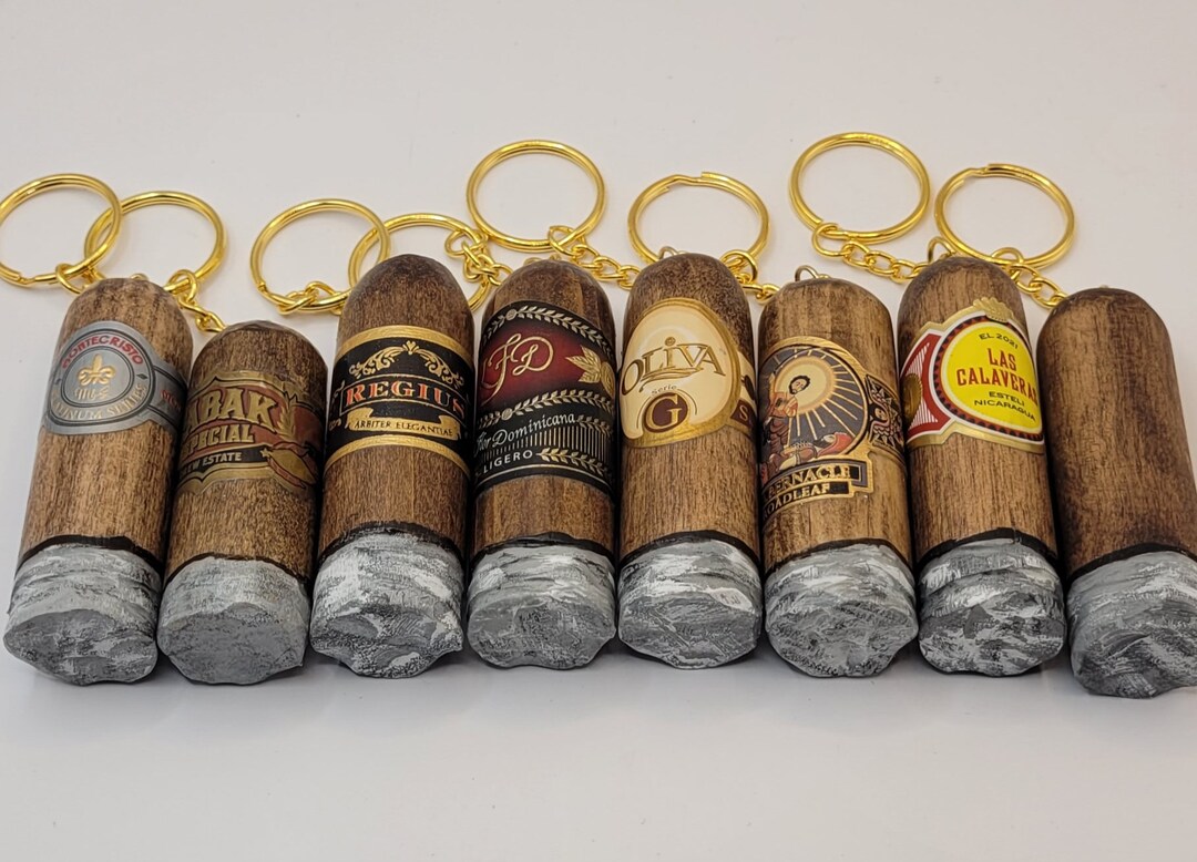 Cigar Keychain With Real Label / Solid Wood Accessory - Etsy