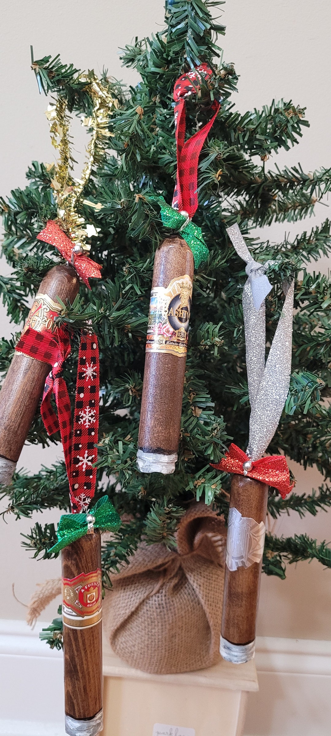 Cigar Ornament Solid Wood With Real Label Tree Decor for Christmas - Etsy