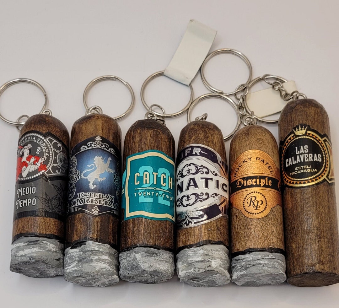 Cigar Keychain Super Realistic Real Label Solid Wood - Etsy