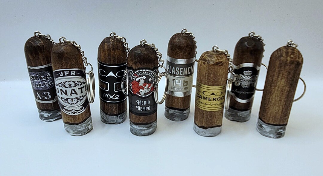 Cigar Keychain With Real Label Solid Wood Novelty Accessory - Etsy