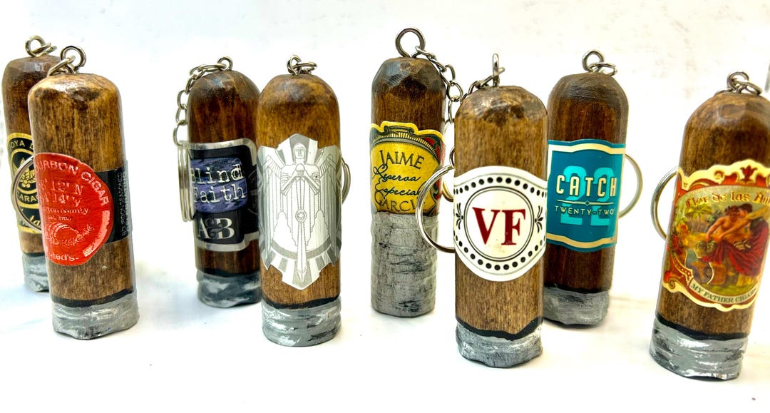 Cigar Keychain With Real Label / Solid Wood Accessory - Etsy