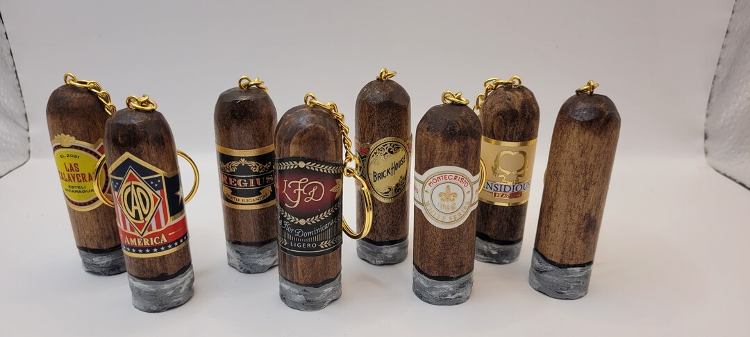 Cigar Keychain With Real Label / Solid Wood Accessory - Etsy