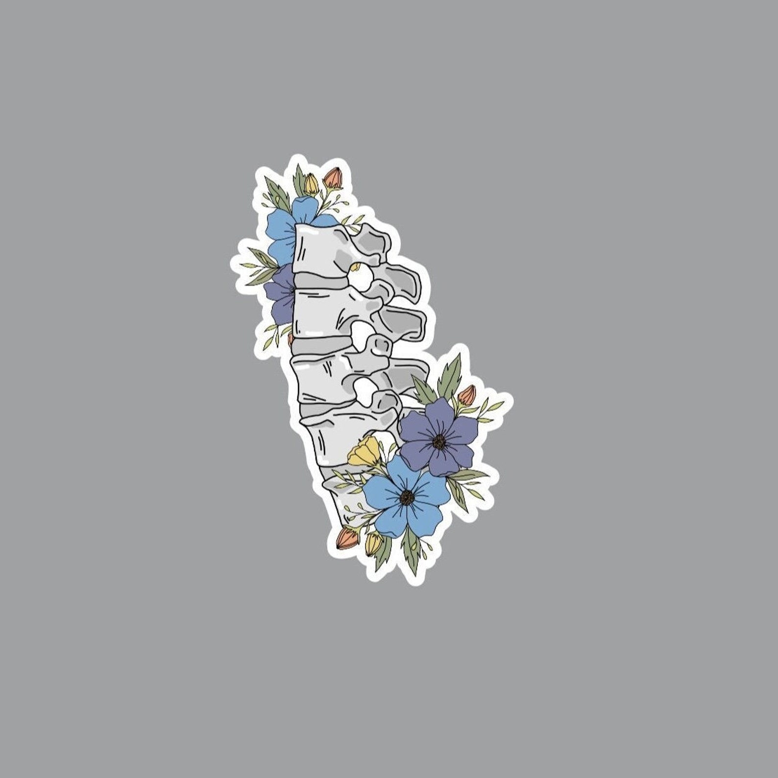 Floral Lumbar Spine | Laminated Sticker - Etsy