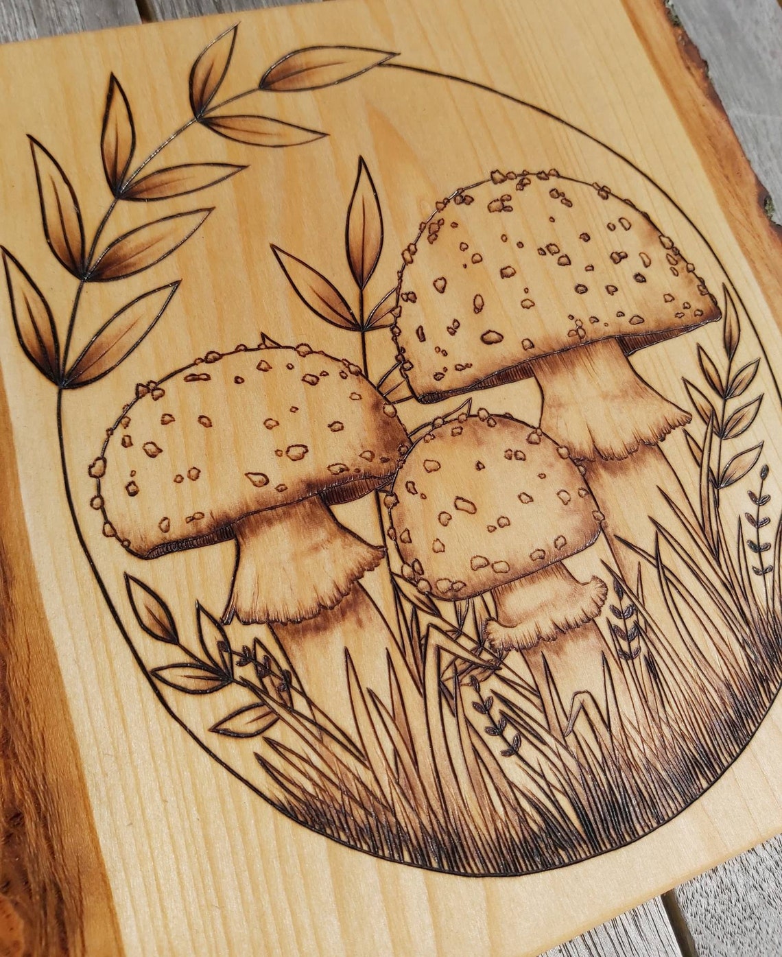 Pyrography Art Wood Art Mushroom Art Fungi Art Nature | Etsy
