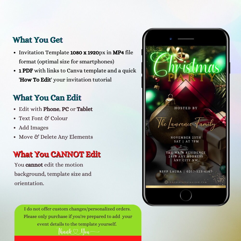 Animated Christmas Party Invitation Colourful Presents Neon - Etsy