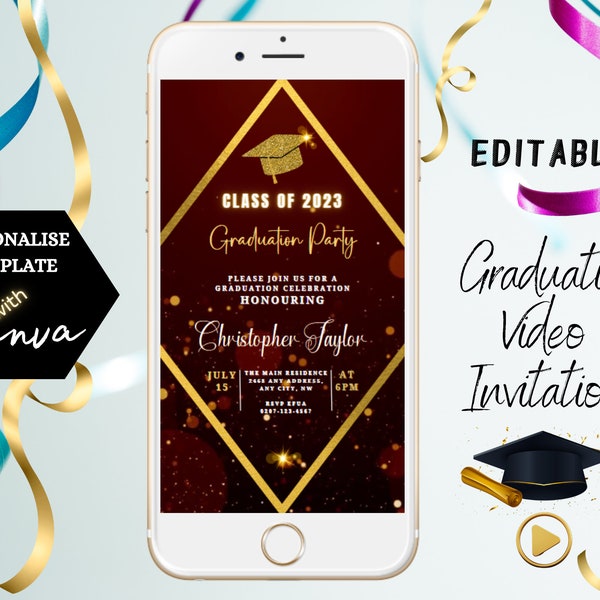 Burgundy Animated Invitation - Etsy