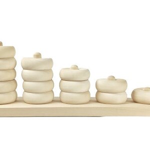 Wood Counting Board With Stacking Rings (large) / Unfinished Wood Toy ...
