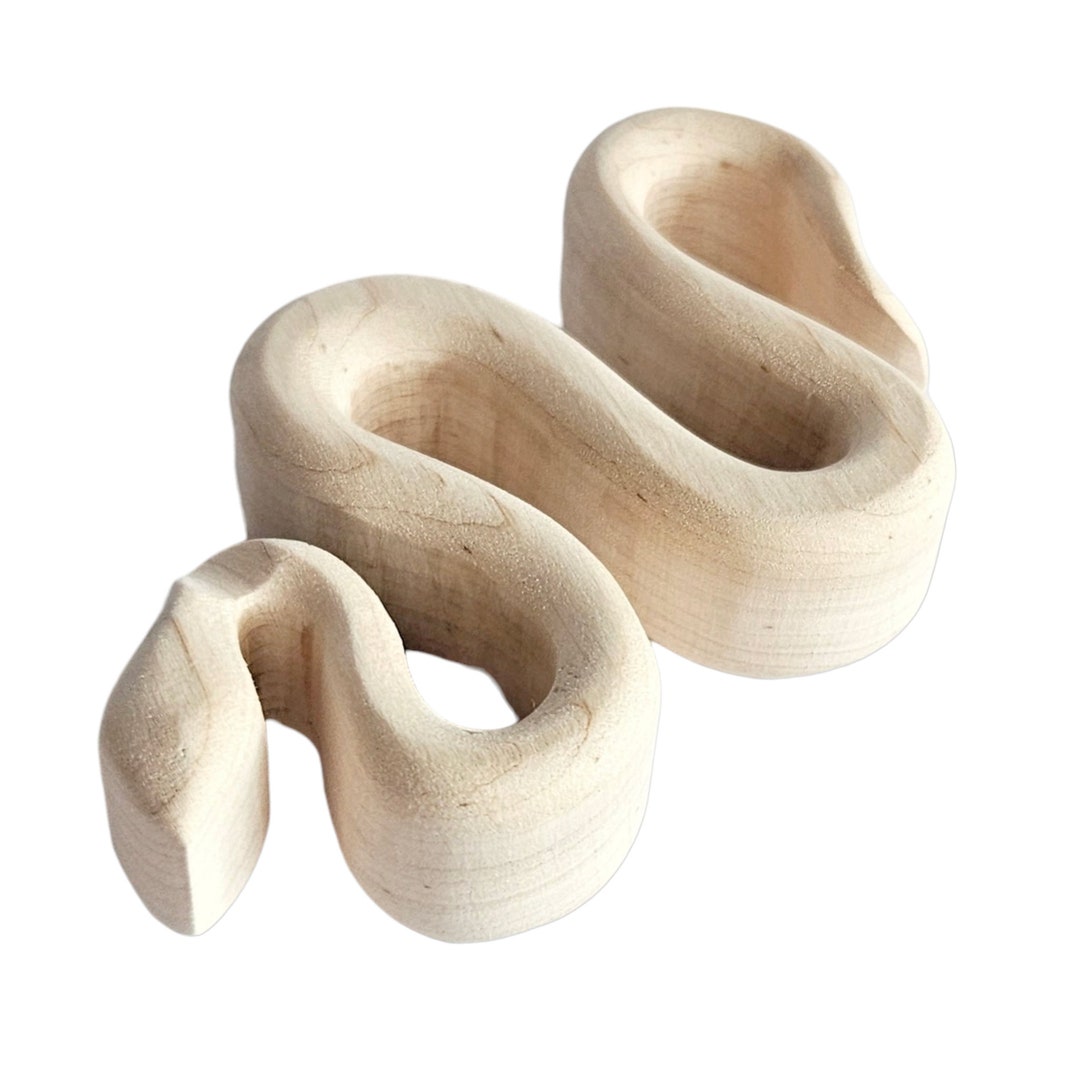 Carved Wood Snake / Reptile Animal Figurine / Art Craft Supply Blank ...