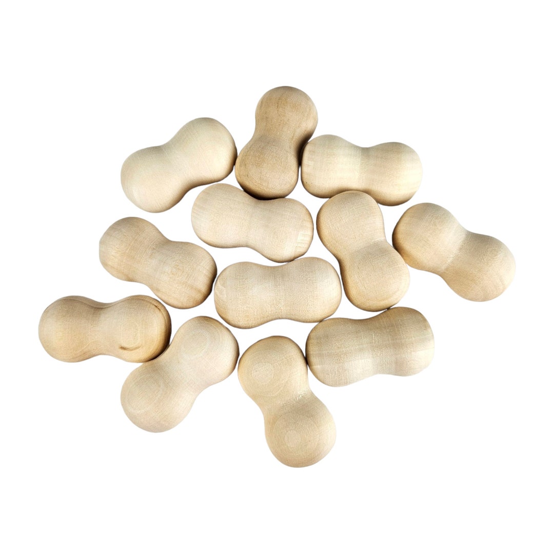 Mini Wood Peanut Shape 12 Pc / Unfinished for Paint Craft Art / DIY Toy ...