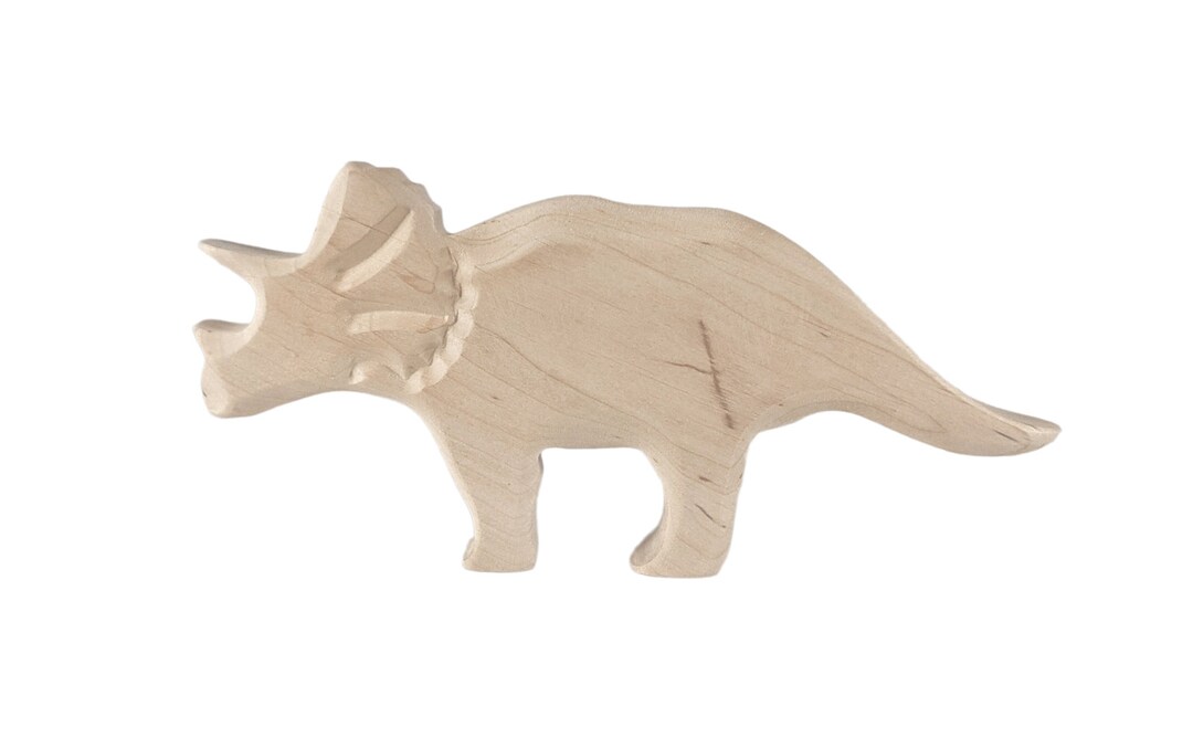 Carved Wooden Triceratops Dinosaur / Unfinished Wood Toy Waldorf / DIY ...