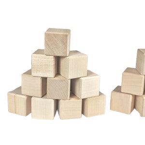 Wood Cube Blocks 4 Cm (18 Pcs) Unfinished Linden / DIY Kids Toddler Toy ...