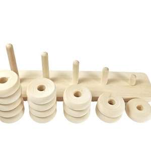 Wood Counting Board With Stacking Rings large / Unfinished Wood Toy ...