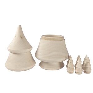 Wooden Fir Tree Box W 6 Mini Trees Unfinished / Mantle Decor / Forest ...