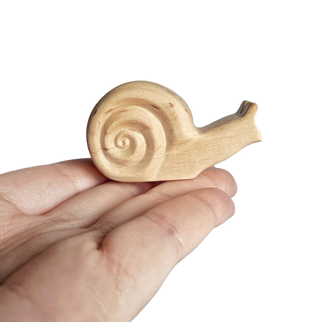 Carved Wooden Snail / Forest Animal Figurine / Natural Garden Decor ...