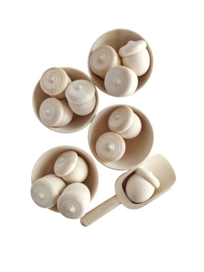DIY Jumbo Wooden Acorn Sorting Set W Bowls and Scoop 17 Pcs - Etsy