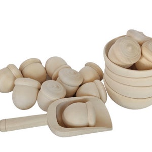 DIY Jumbo Wooden Acorn Sorting Set W Bowls and Scoop 17 Pcs / Large ...