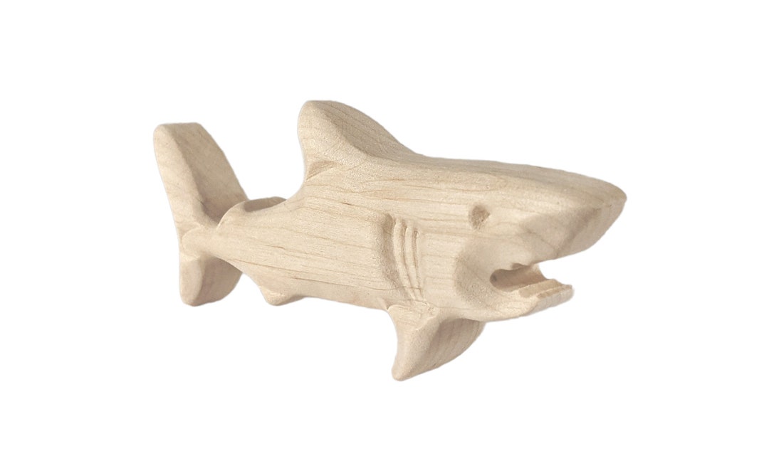 Carved Wood Shark Unfinished / DIY Shark Crafts / DIY Pretend Play ...