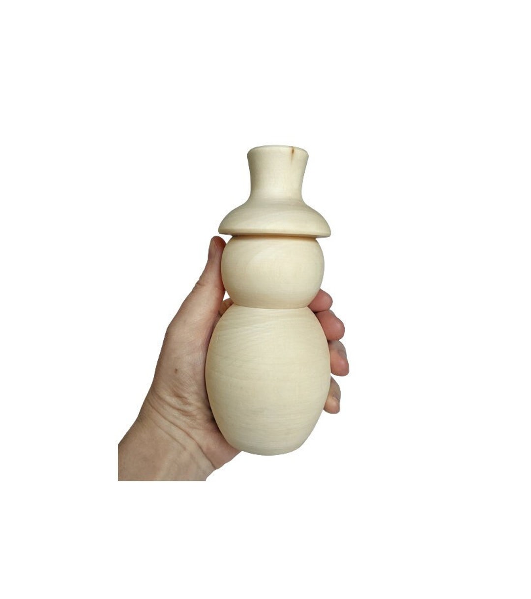 XL Wood Peg Doll Snowman Unpainted / Winter Christmas Craft Shape ...