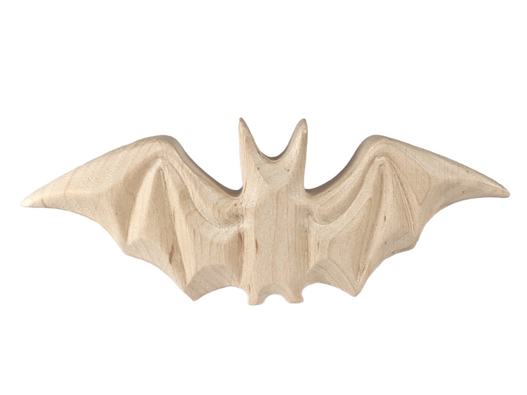 Carved Wooden Bat Unfinished / Figurine / Bat Halloween Shape / Spooky ...