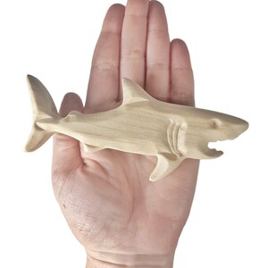 Carved Wood Shark Unfinished / DIY Shark Crafts / DIY Pretend Play ...