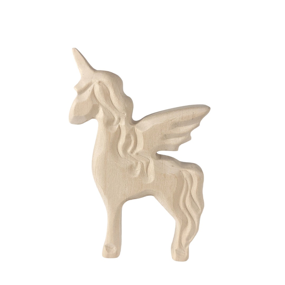 Carved Wooden Alicorn Unfinished / Pegasus / Flying Unicorn / DIY ...