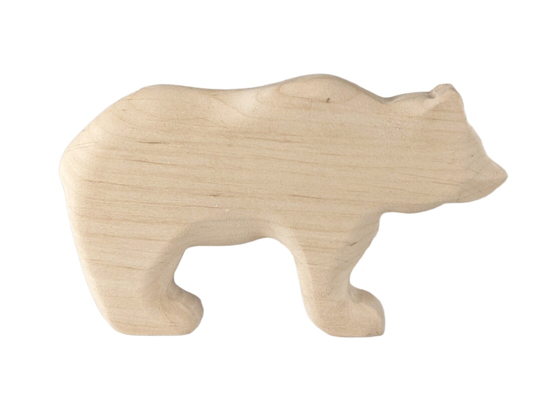 Carved Wood Black Bear Unfinished / DIY Pretend Play Animal / Forest ...