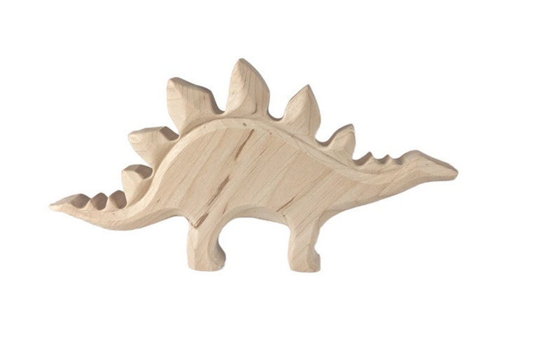 Carved Wooden Stegosaurus Dinosaur / Unfinished Wood Toy Waldorf / DIY ...