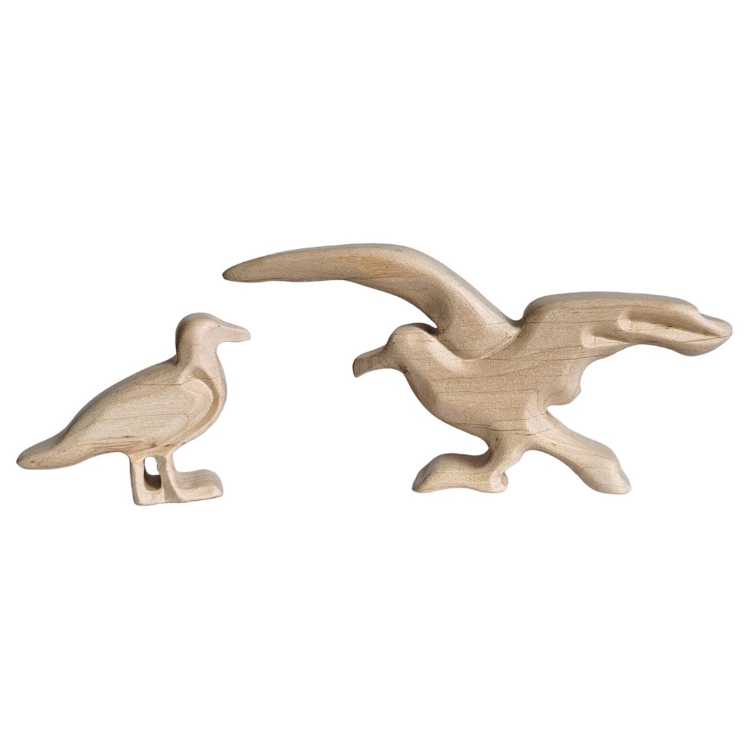Carved Wood Seagull, Seabird Set / Ocean Sea Beach Art Craft Paint ...