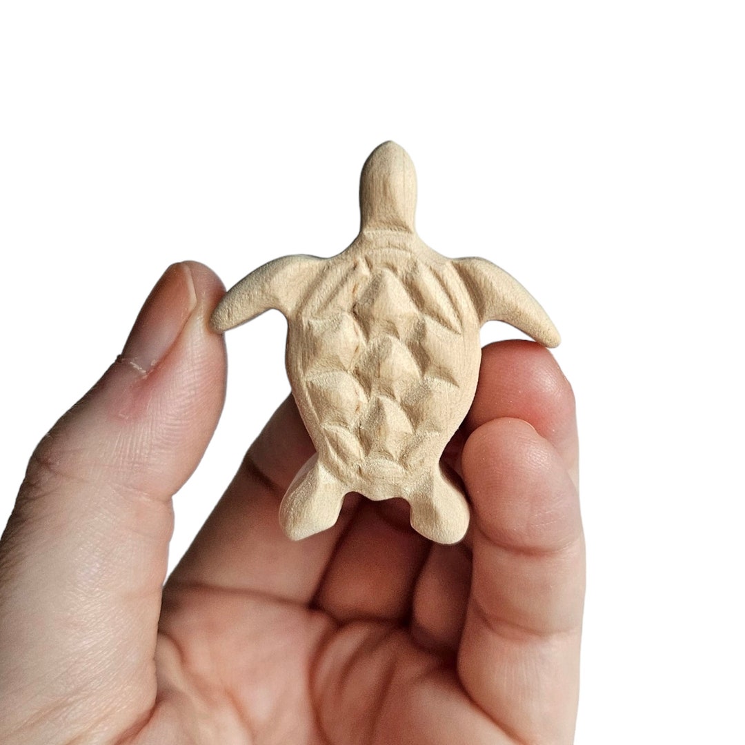 Carved Mini Wood Turtle / Art Craft Paint Supply / Ocean Animal ...