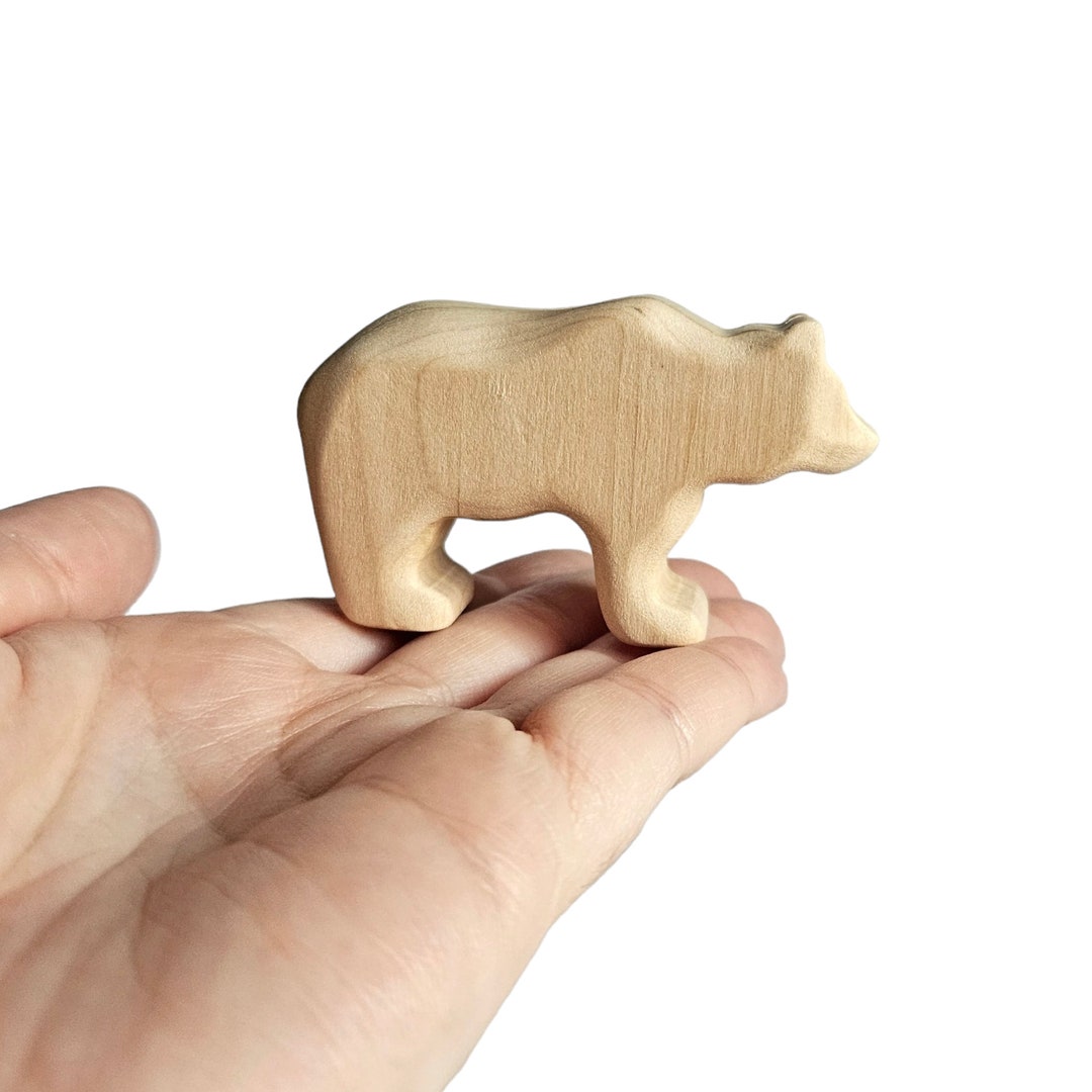 Mini Carved Wood Bear / Art Craft Paint Supply / Forest Animal / DIY ...