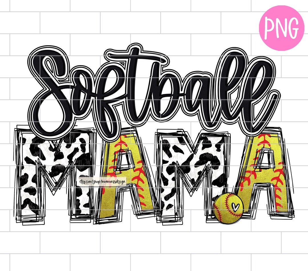 Softball Mama Black PNG, Softball Mom, Cow Print, Sublimation Design ...
