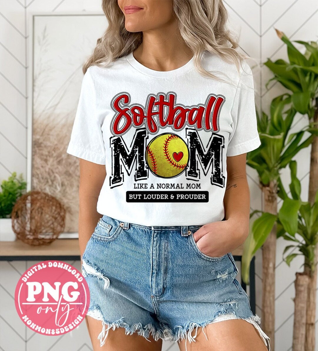 Softball Mom PNG, Red, Varsity, Distressed, Softball Mama, Loud and ...