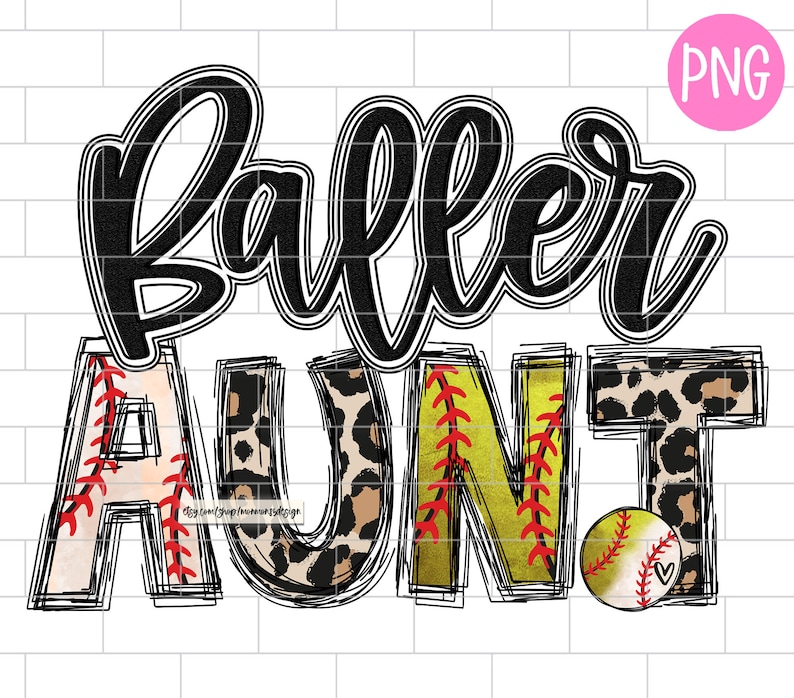 Softball Baseball Aunt PNG: Leopard Baller Design (digital Download) - Etsy