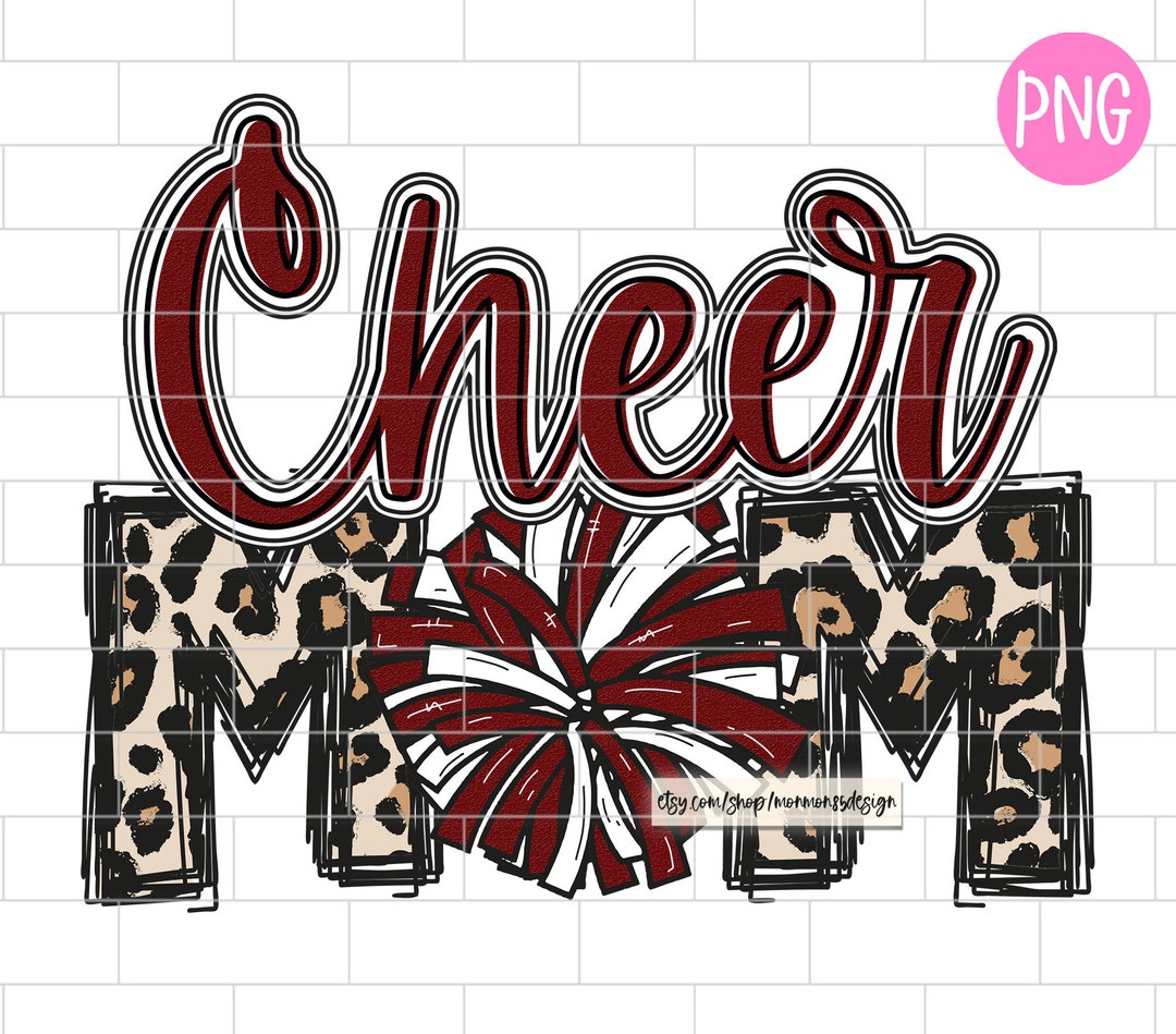 Cheer Mom Maroon PNG, Cheerleading, Mom, Leopard Sublimation Design ...