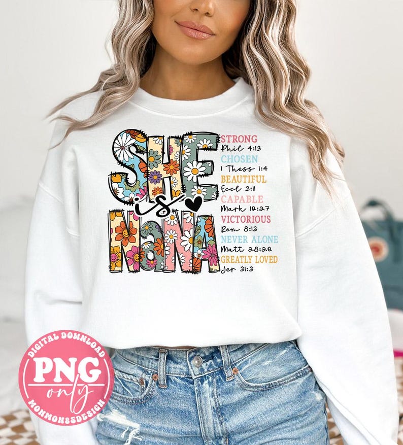 She is Nana PNG: Retro Christian Sublimation Design (digital Download ...