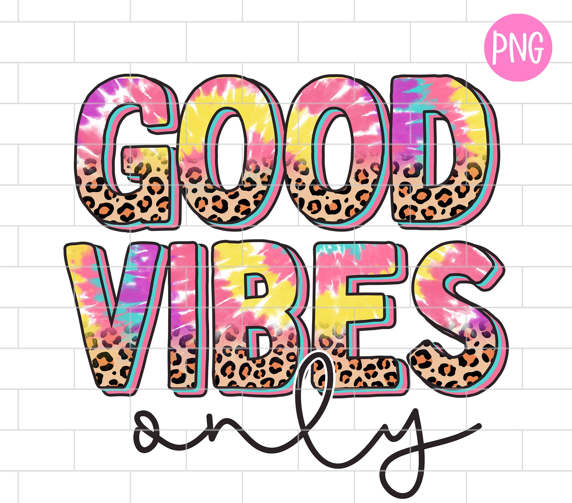 Drawing & Illustration Good Vibes Only Groovy Tie Dye Digital Download ...