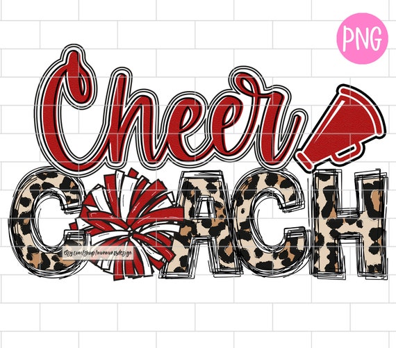 Cheer Coach PNG Red Leopard Sublimation Design Downloads - Etsy