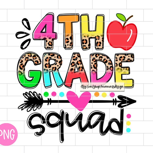 Back to School Fourth Grade Leopard Clipart PNG File for - Etsy